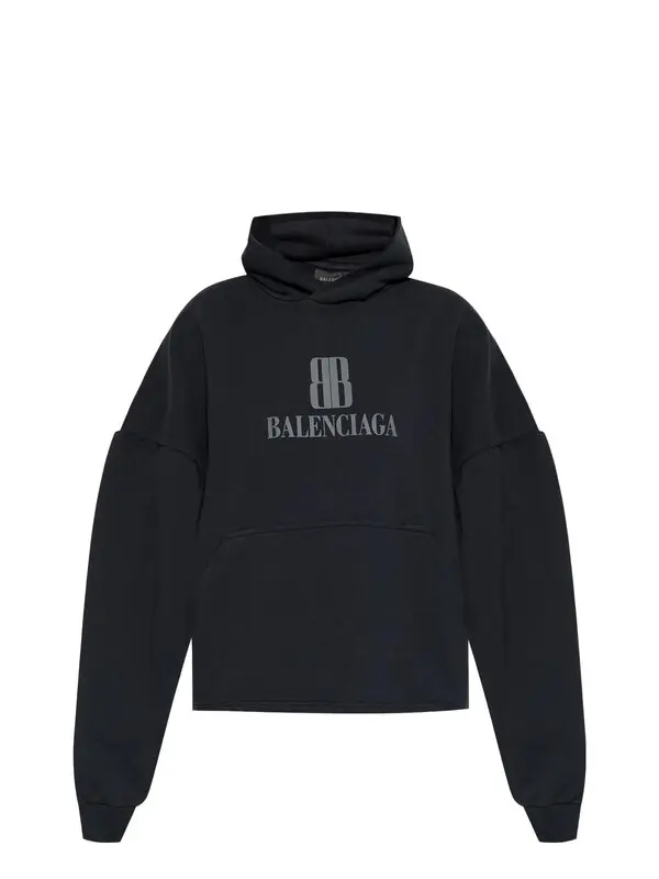 Balenciaga Oversized Logo Hoodie - Black