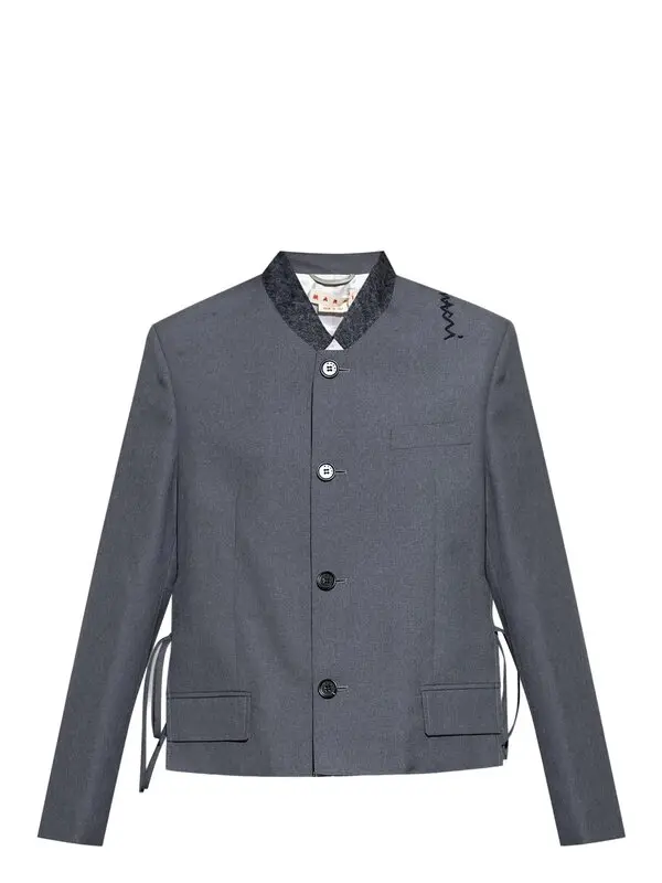 Marni Virgin Wool Jacket With Raw Cut Details - Grey