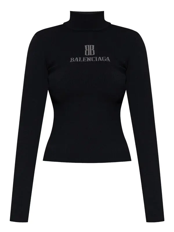Balenciaga Logo Turtleneck - Black