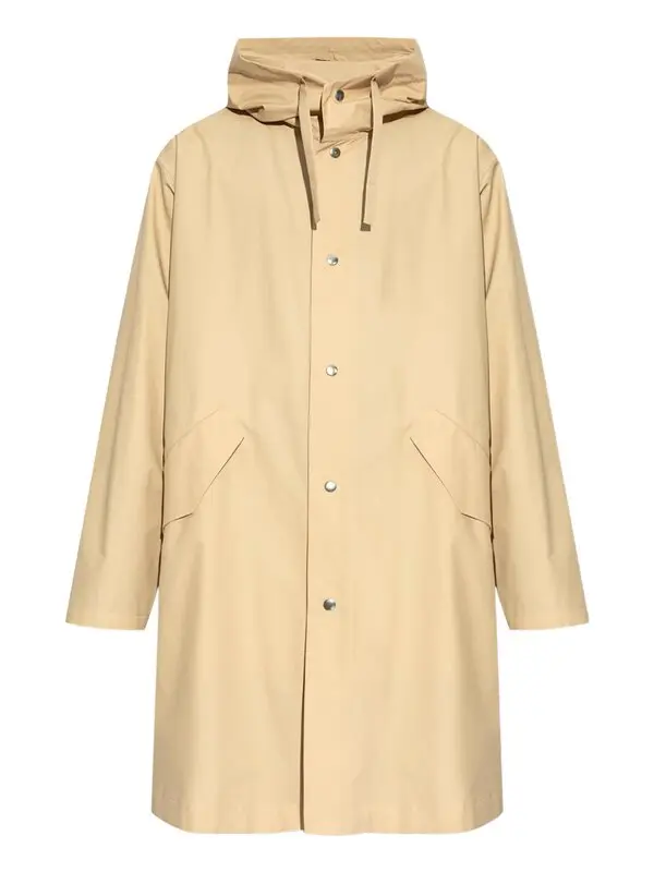 JIL SANDER Hooded Cotton Coat With Logo - Beige