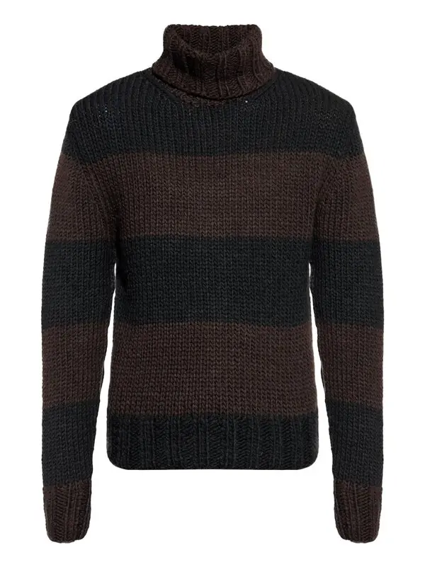 Dolce & Gabbana Striped Turtleneck Sweater - Brown