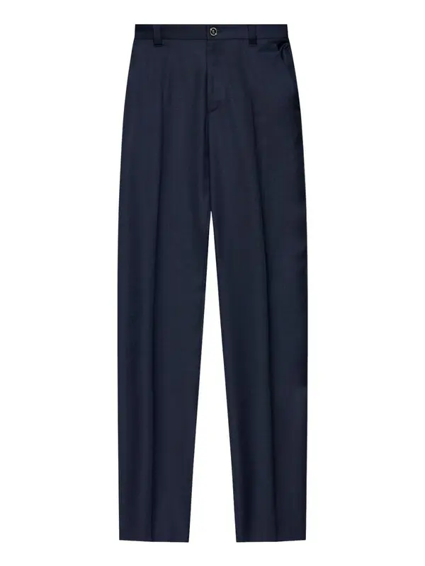 Versace Wool Trousers With Crease - Navy Blue