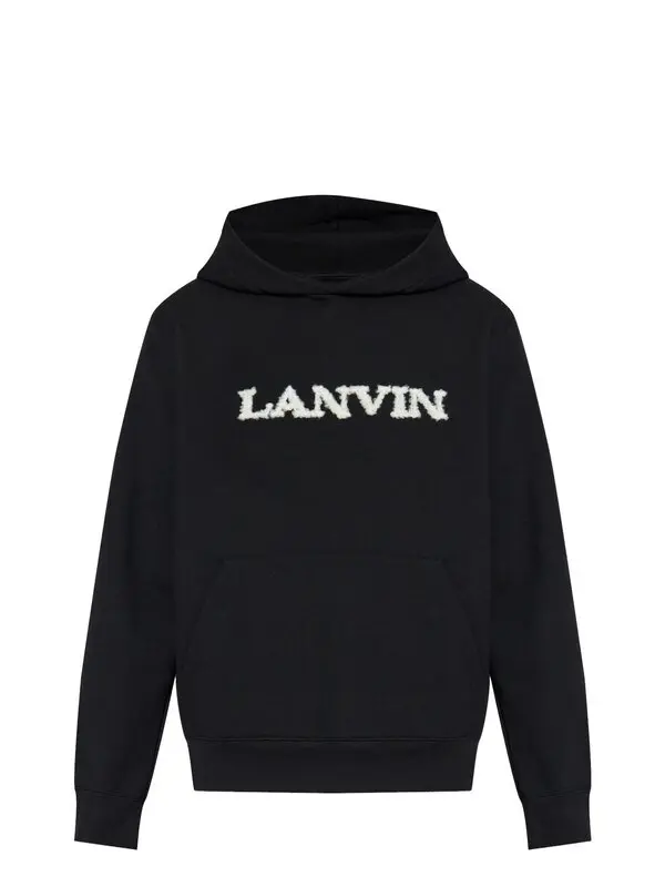 LANVIN Logo Bouclé Textured Sweatshirt - Black