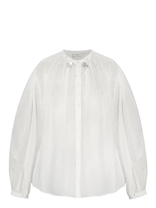 FORTE_FORTE Shimmering Embellished Shirt - White