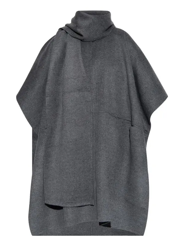 TOTEME Wool Poncho With Detachable Collar - Grey