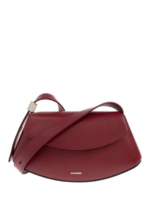 JIL SANDER Sculptural Top-grain Leather Shoulder Bag - Red