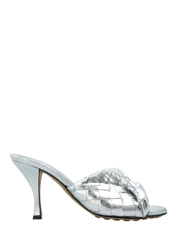 Bottega Veneta Blink Heeled Mules - Silver