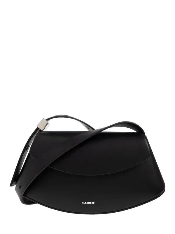 JIL SANDER Shoulder Bag In Matte Calfskin Leather - Black