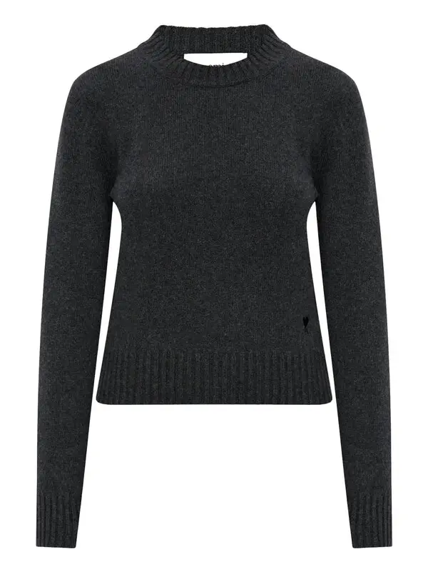 Ami Cashmere Crewneck Sweater - Grey