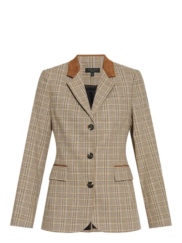 Rag & Bone Plaid Pattern Blazer - Beige
