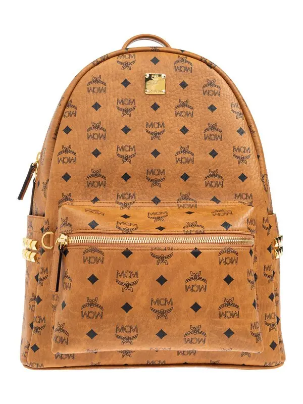 Mcm Backpack With Logo Detail - Brown