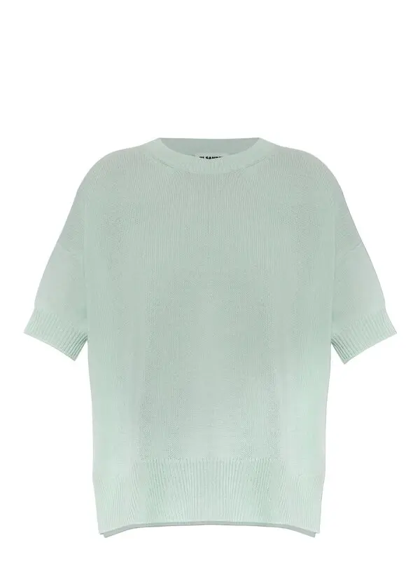 JIL SANDER Cashmere Short Sleeve Sweater - Green
