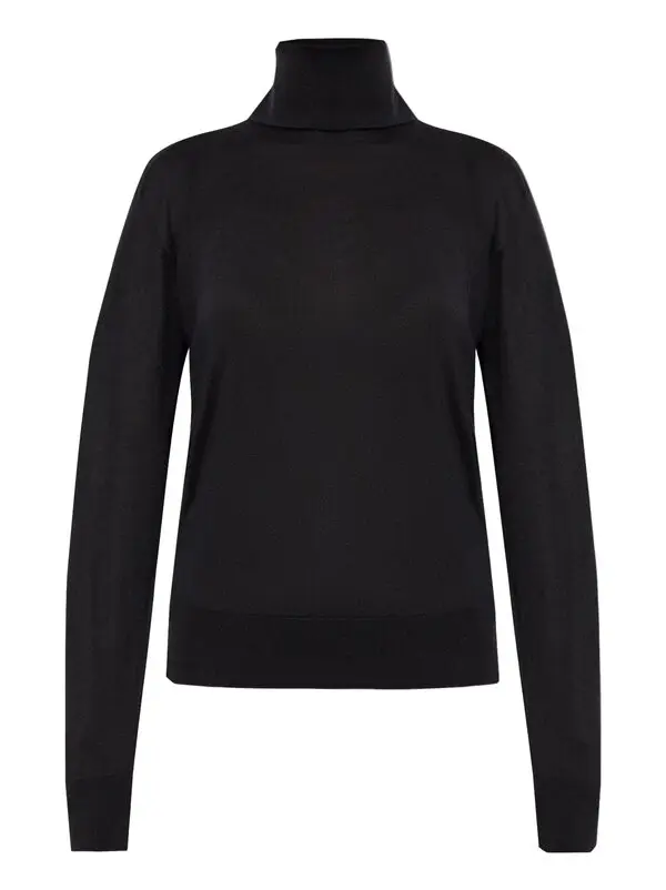 JIL SANDER Wool-trimmed Turtleneck - Black