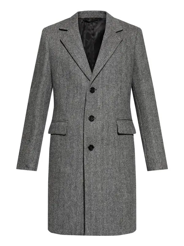 Burberry Herringbone Wool Coat - Grey