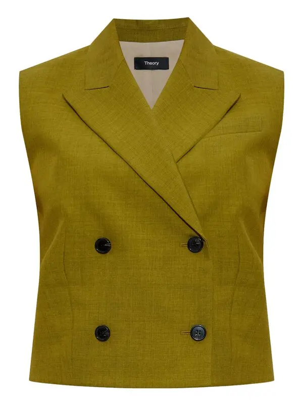 Theory Double-breasted Vest With Pockets - Green