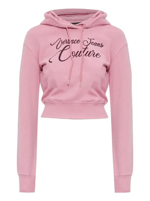 Versace Rhinestone Logo Hoodie - Pink