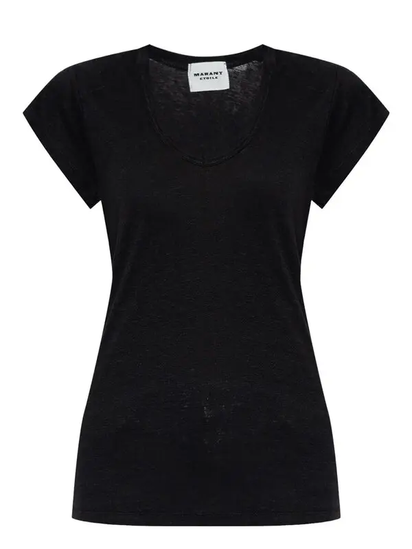 MARANT ETOILE Zankou Linen T-shirt - Black
