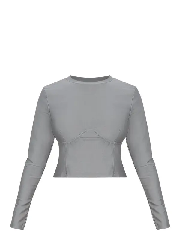 RETHINKIT STUDIOS Long-sleeved Top With Corset-inspired Stitching - Silver