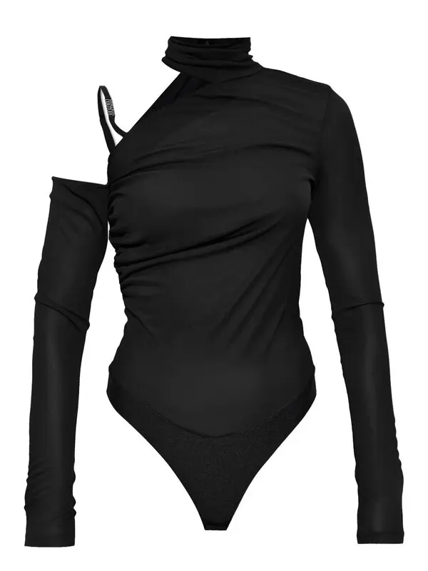Versace High-neck Bodysuit With Asymmetrical Cutout - Black