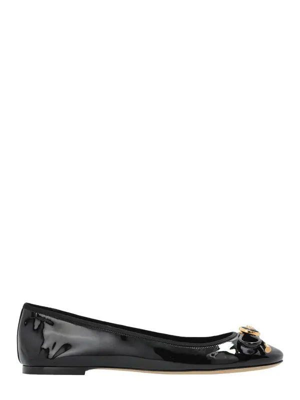 Versace Leather Ballet Flats - Black
