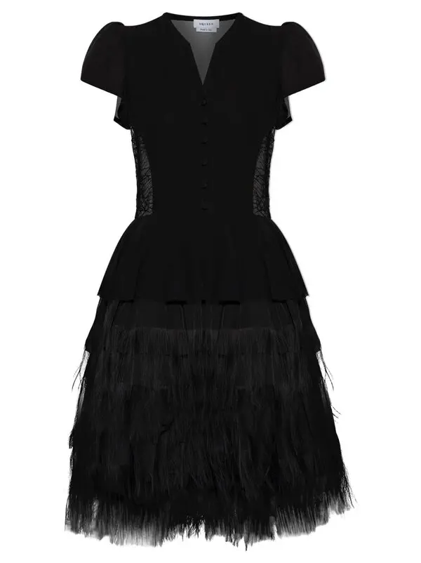Alexander McQueen Silk Mini Dress - Black