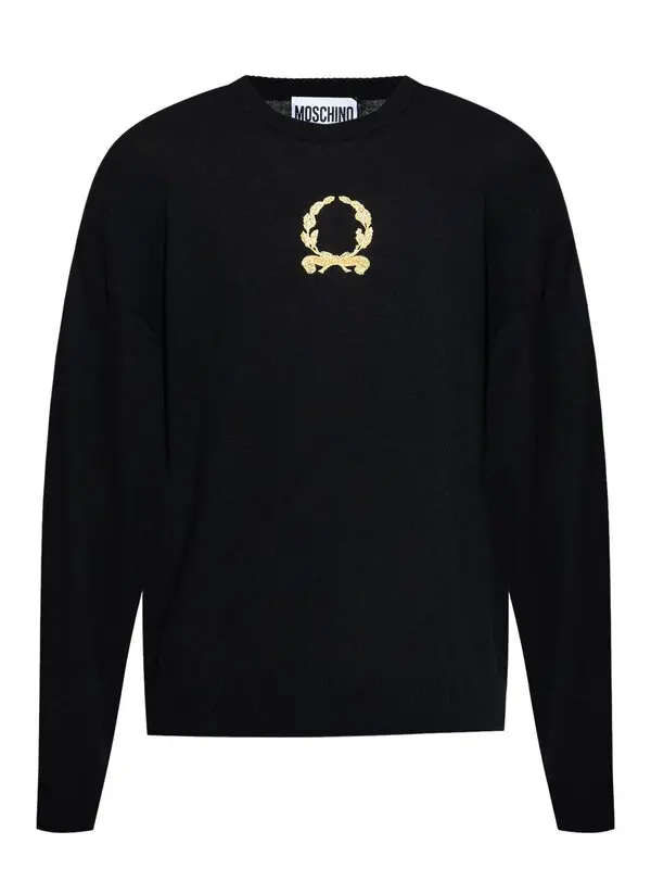 Moschino Sweater With Laurel Wreath Logo - Black