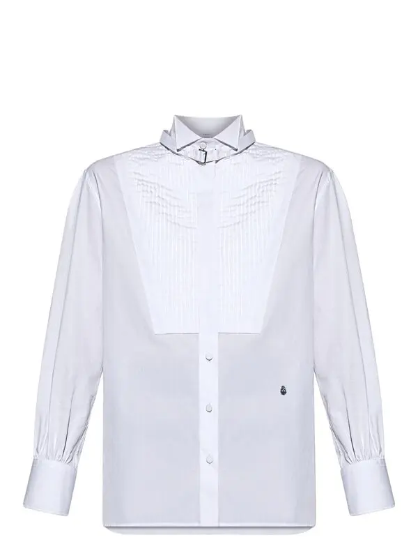 Alexander McQueen Stand-collar Shirt With Metallic Closure - White