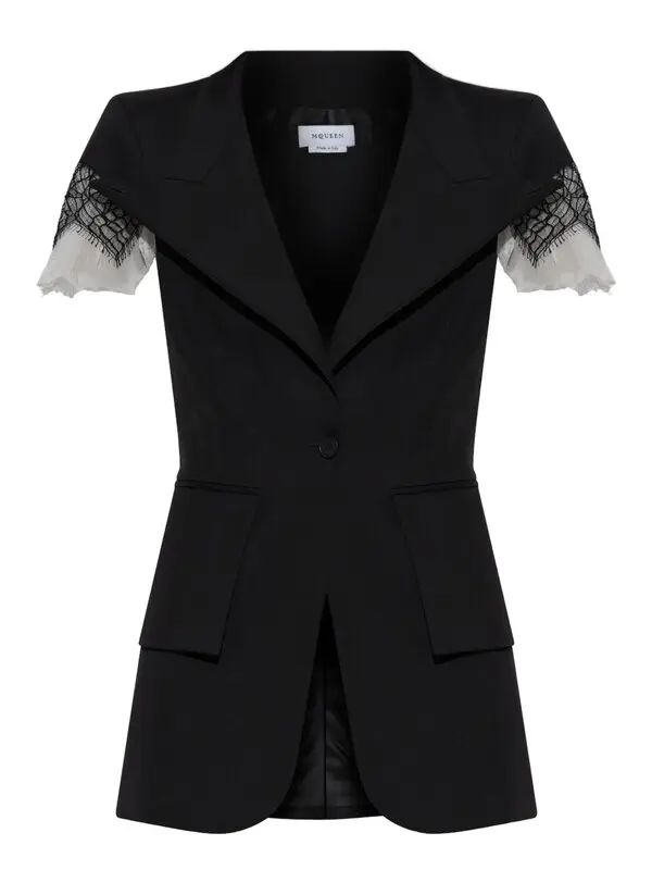 Alexander McQueen Vest With Lace And Fringe Detailing - Black