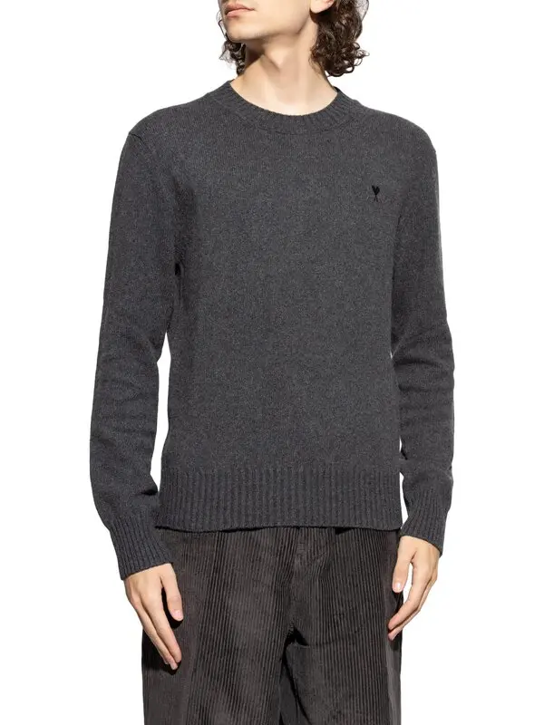 Ami Cashmere Crew Neck Sweater - Grey