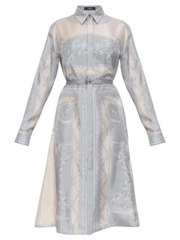 Versace La Coupe Des Dieux Silk Shirt Dress - Grey