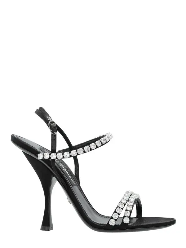 Dolce & Gabbana Heeled Sandals With Shimmering Crystals - Black