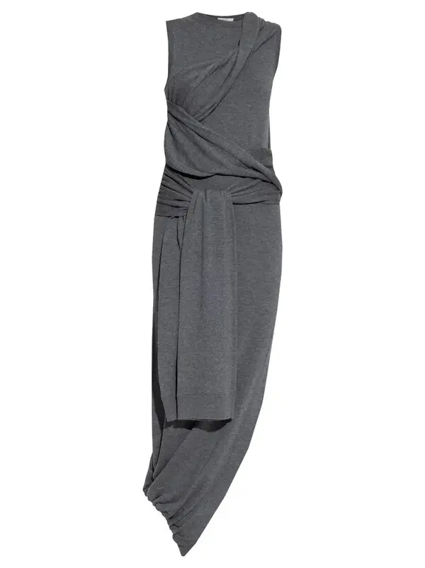 JW Anderson Asymmetric Tie-detailed Midi Dress - Grey