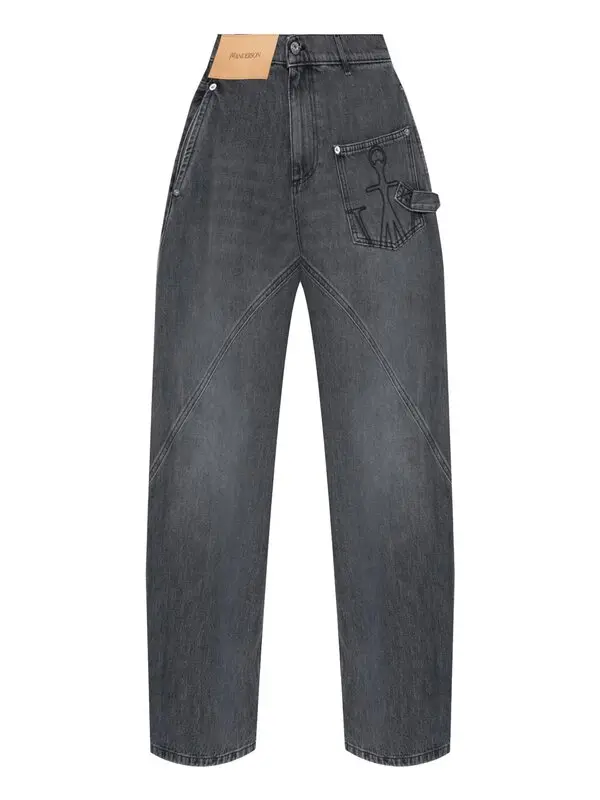 JW Anderson Embroidered Logo Boyfriend Jeans - Grey