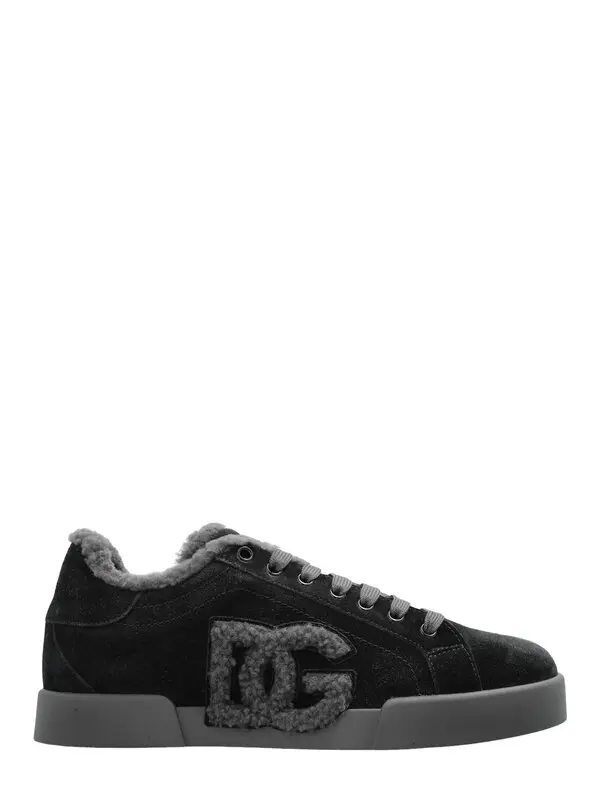 Dolce & Gabbana Suede Low-top Sneakers With Logo - Black