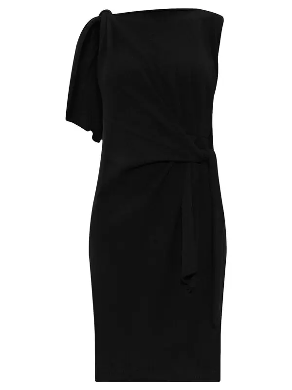 Moschino Virgin Wool Dress With Shoulder Tie - Black