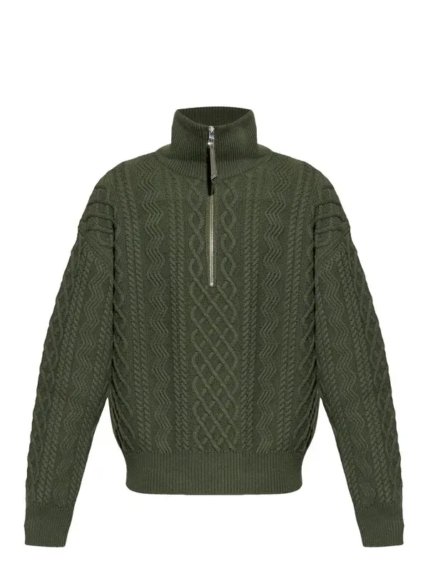 Loewe Wool Sweater With Decorative Knit - Green