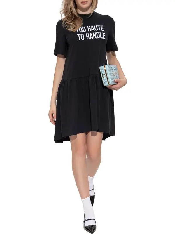 Moschino Embroidered Cotton Dress - Black