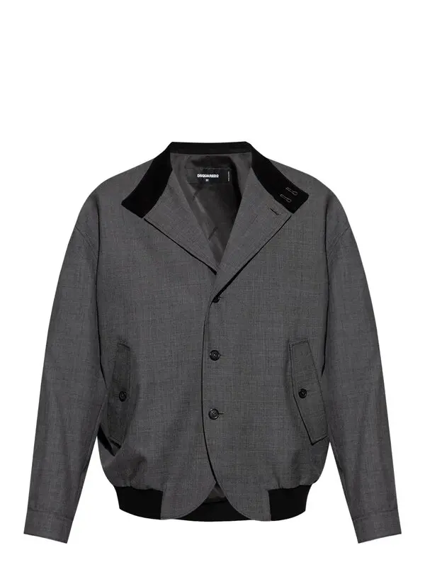 Dsquared2 Wool Jacket With Contrasting Collar - Grey