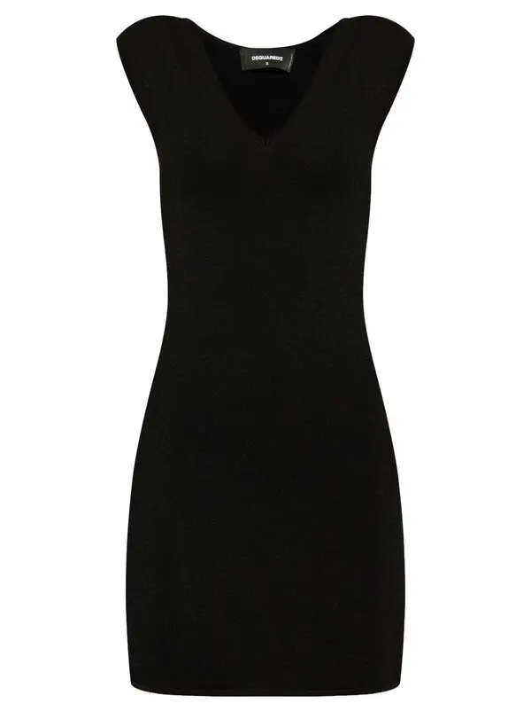 Dsquared2 Sleeveless Fitted Mini Dress With Logo Plaque - Black