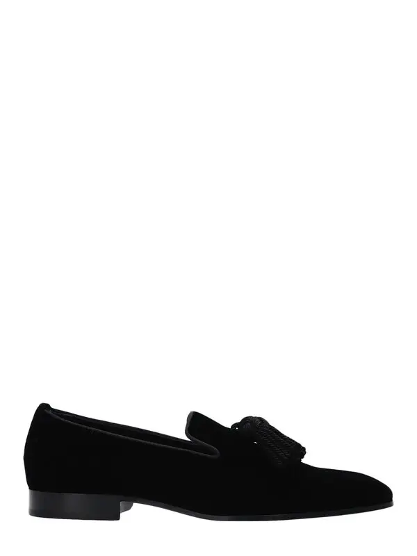 JIMMY CHOO Foxley Velvet Moccasins - Black