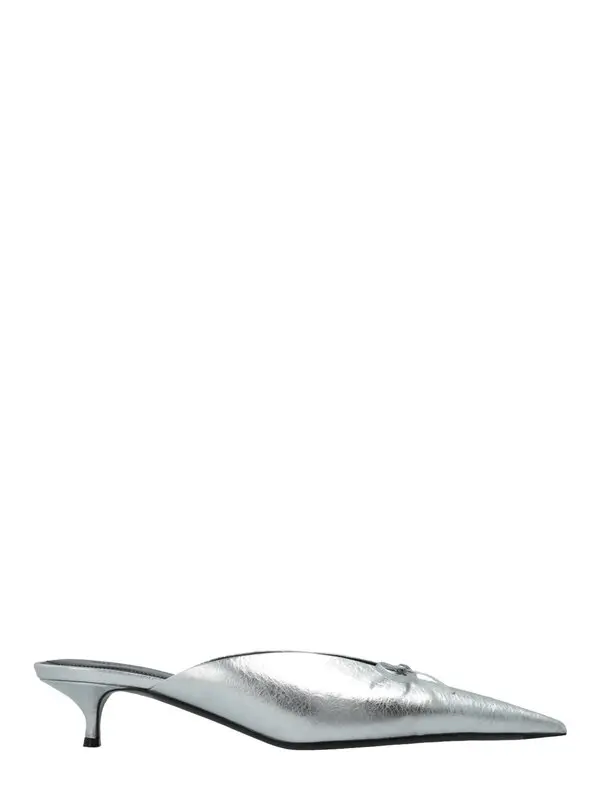 Balenciaga Heeled Knife Mules - Silver