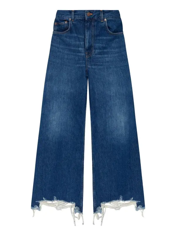 Chloé Effect Wide Leg Jeans - Navy Blue