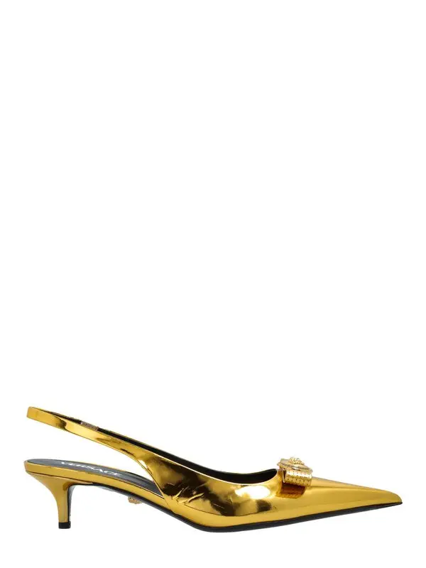Versace Heeled Slingback Shoes - Gold