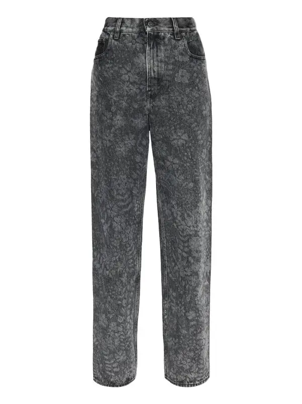 GOLDEN GOOSE Straight-leg Jeans With Floral Motif - Grey