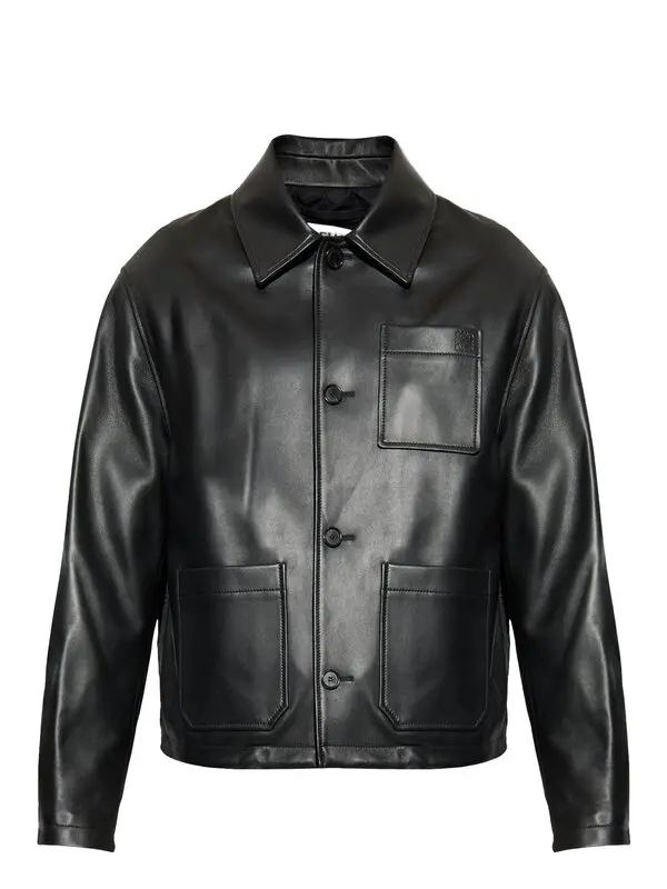 Loewe Embossed Logo Leather Jacket - Black
