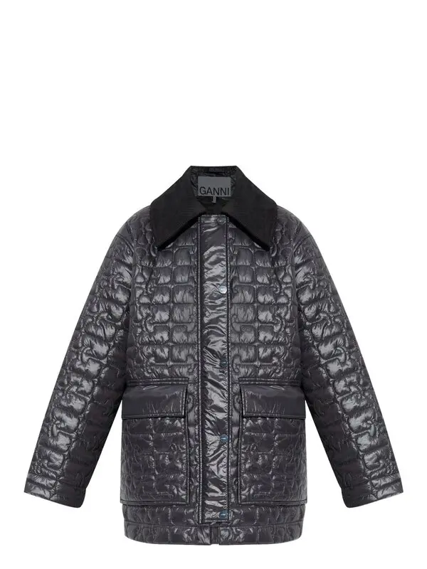GANNI Quilted Oversized Jacket - Grey