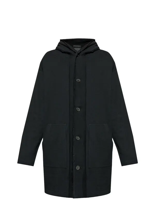 Yohji Yamamoto Hooded Sweatshirt With Double Fastening - Black