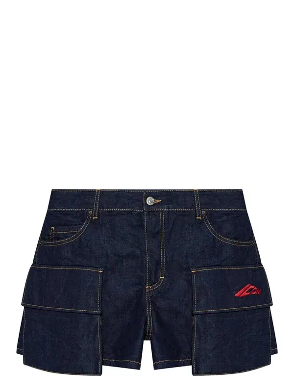Dsquared2 Denim Shorts With 'icon' Embroidery - Navy Blue