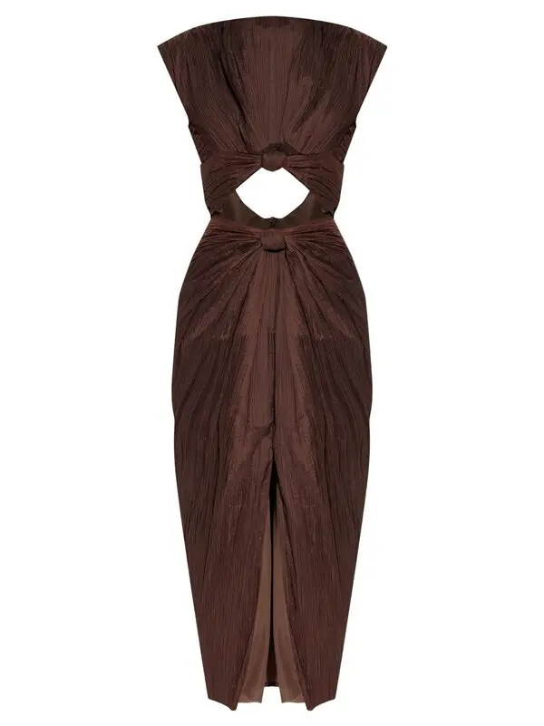 Cult Gaia Inaya' Ruched Midi Dress - Brown