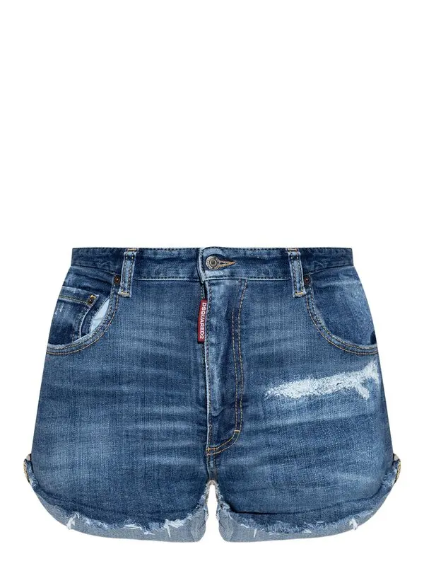 Dsquared2 High-waisted Denim Shorts - Blue